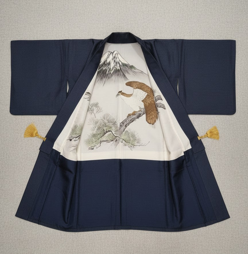 Haori Blue - Bird Print